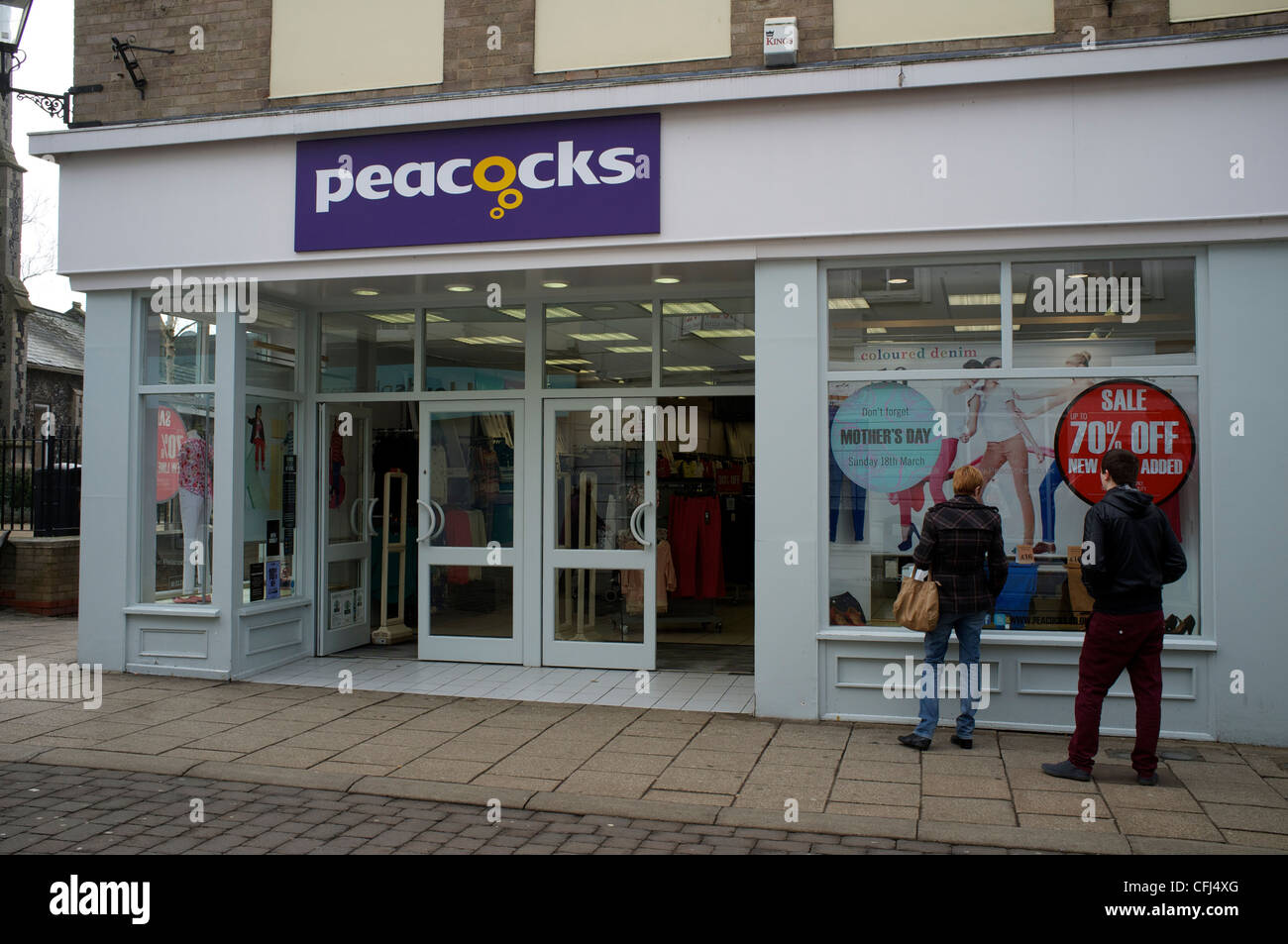High Street Retailer peacocks in Thetford Town Center Stock Photo - Alamy