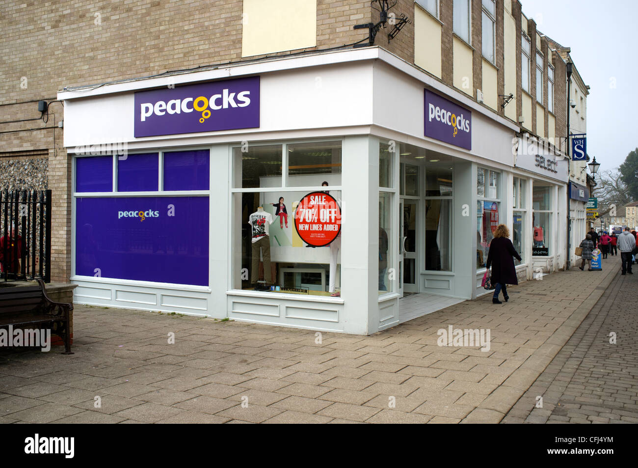 High Street Retailer peacocks in Thetford Town Center Stock Photo - Alamy