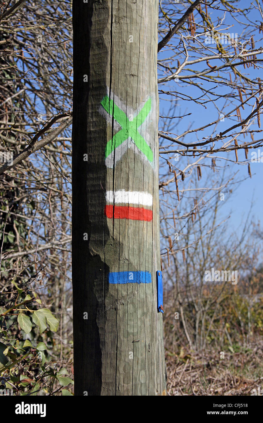 Way markings on telegraph pole hi-res stock photography and images - Alamy