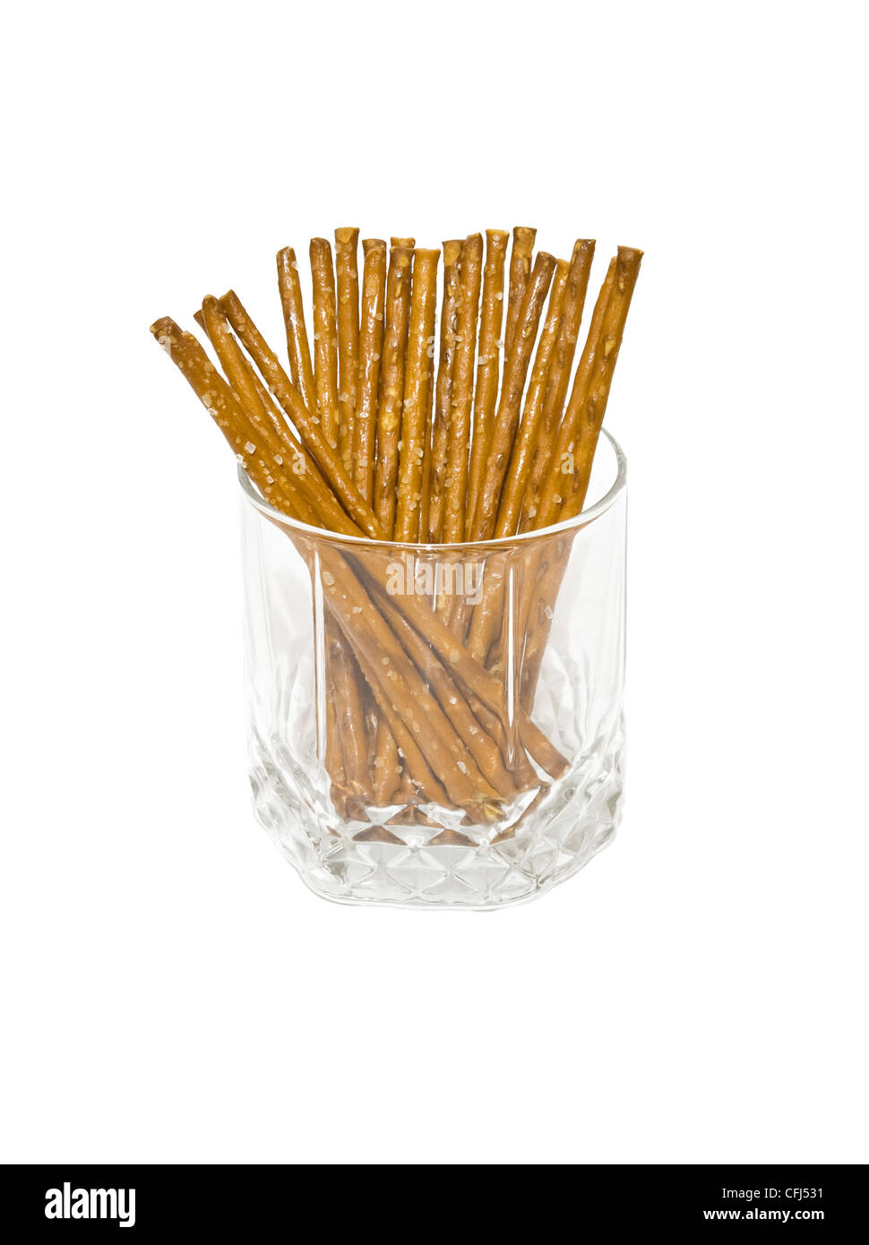 many salted sticks in glass on white background Stock Photo - Alamy