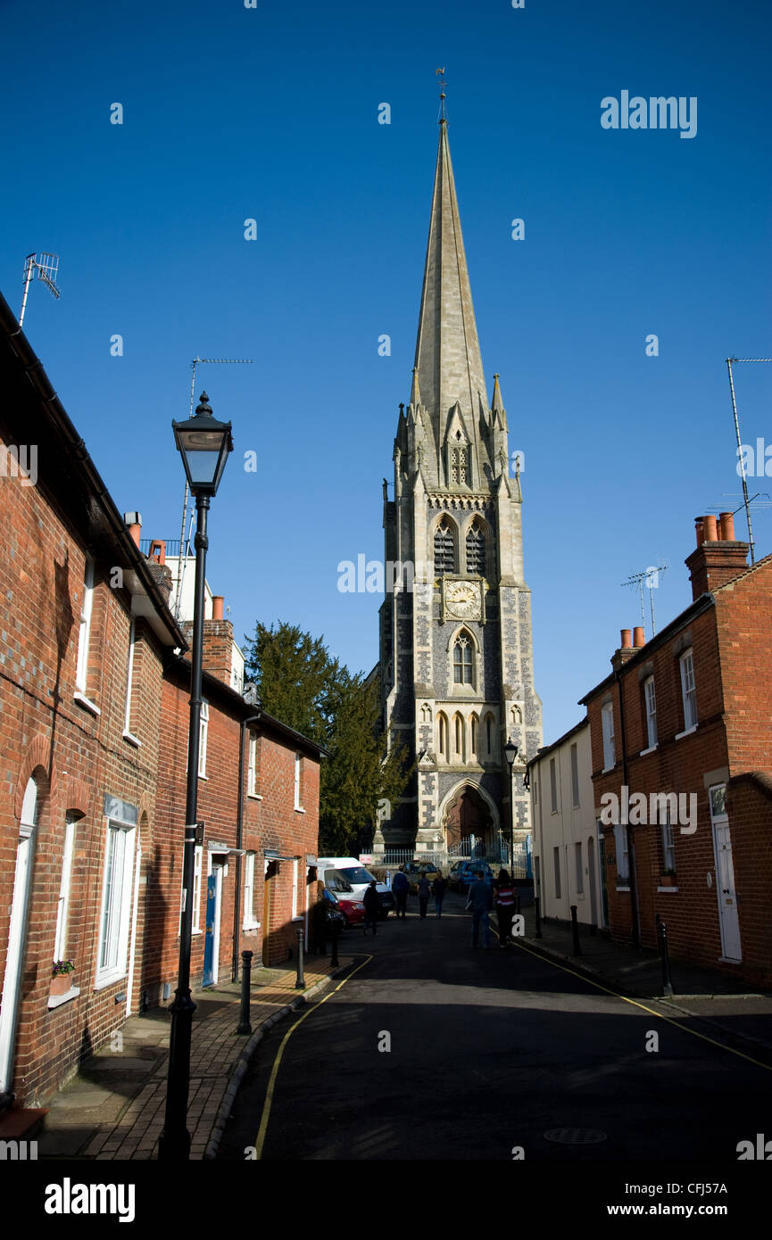 Dorking Town center one way system and St Martin’s church and dorkings ...