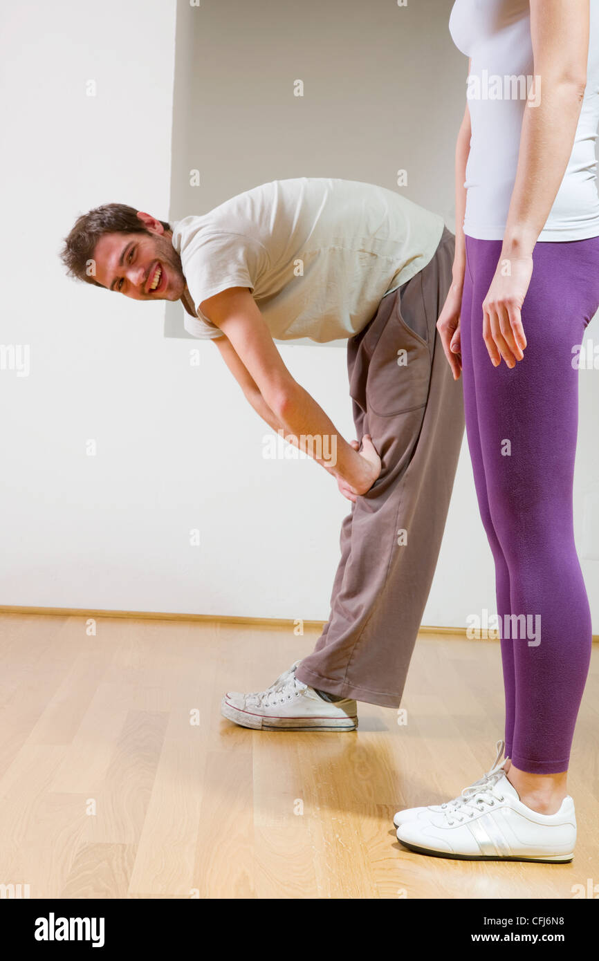 Happy man stretching in hi-res stock photography and images - Alamy