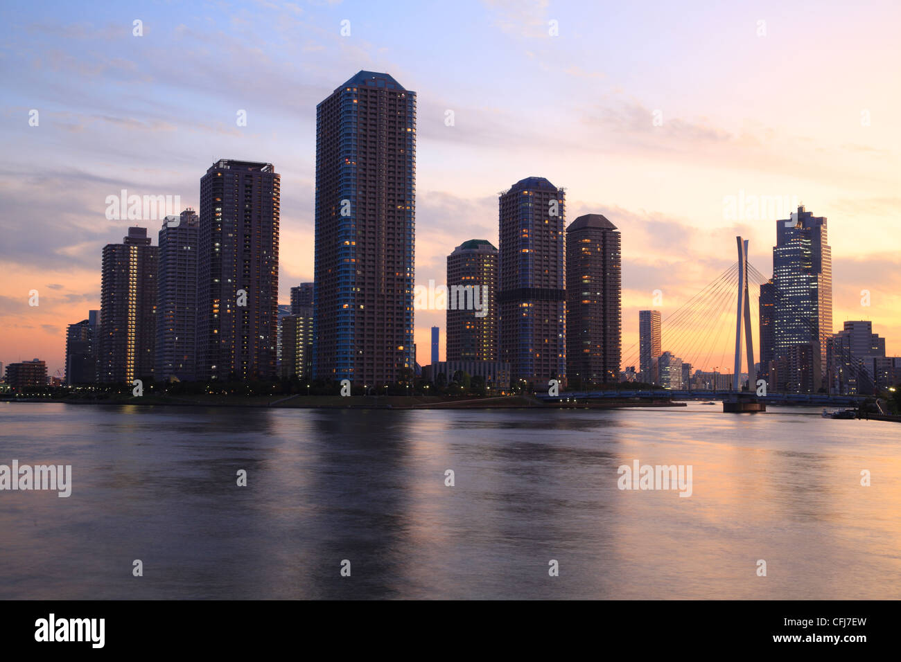 Modern Tokyo buildings in dusk Stock Photo - Alamy