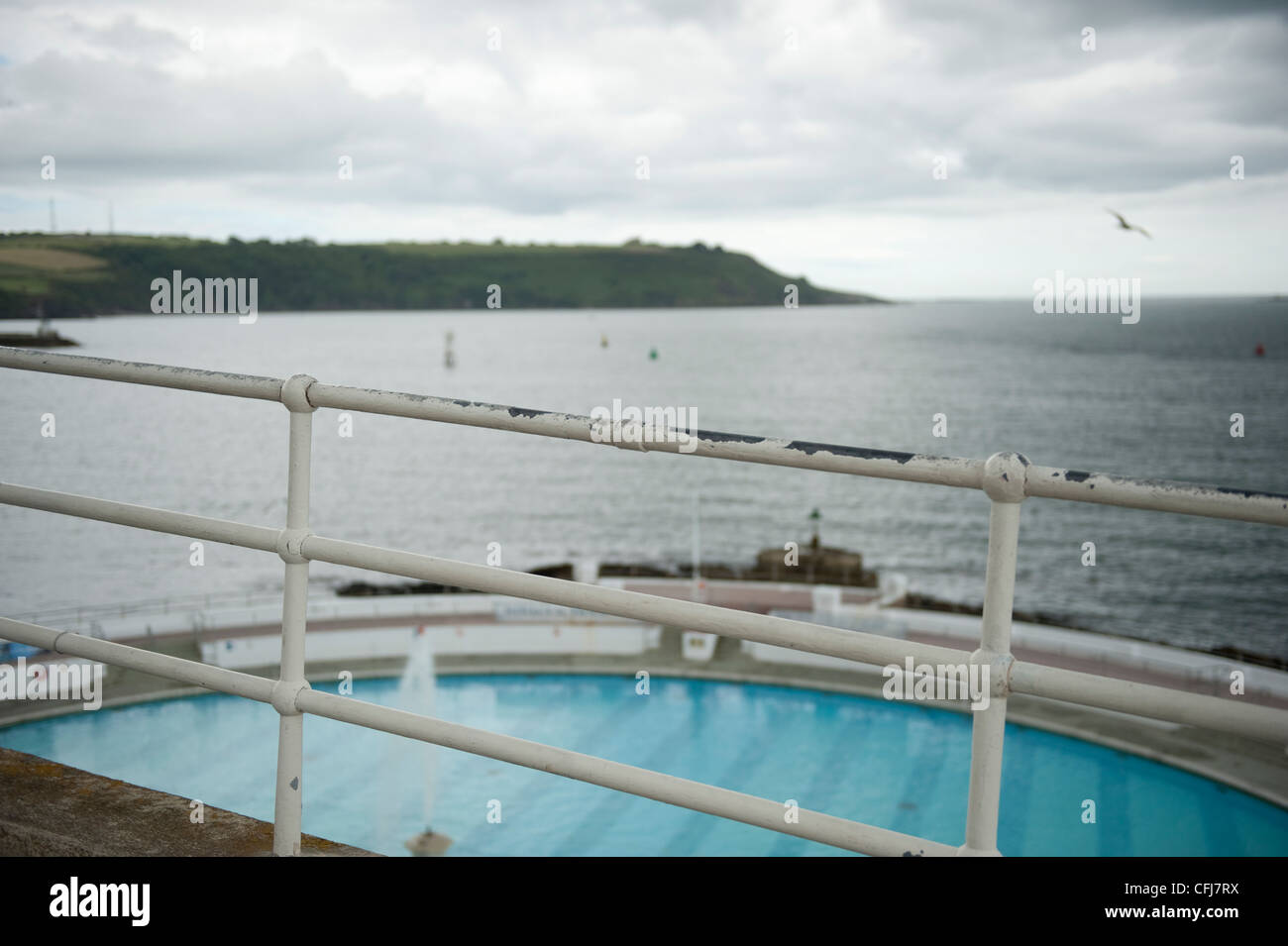 The railing above Tinside Lido outdoor swimming pool in Plymouth ...