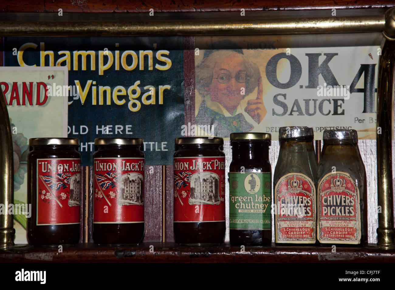 Tinned food and produce from a bygone era, old fashioned style general ...