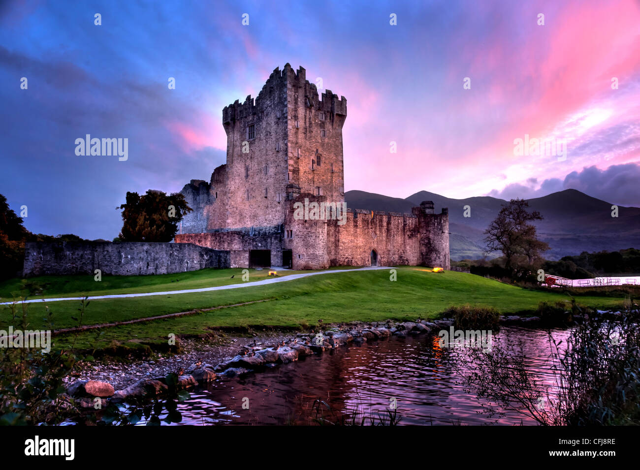 Sunset at Ross Castle Stock Photo - Alamy