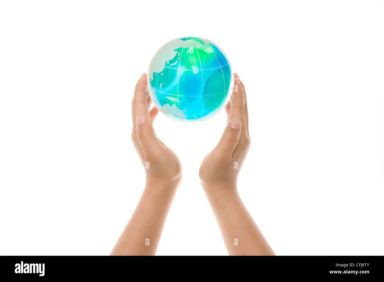 Child holding a globe in hands Stock Photo - Alamy