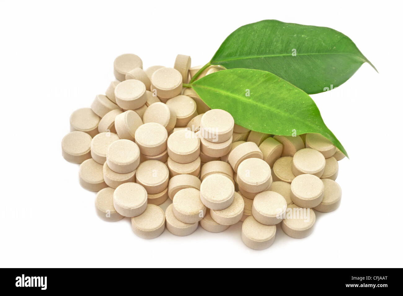 Tablets medicine bio natural on white background Stock Photo - Alamy