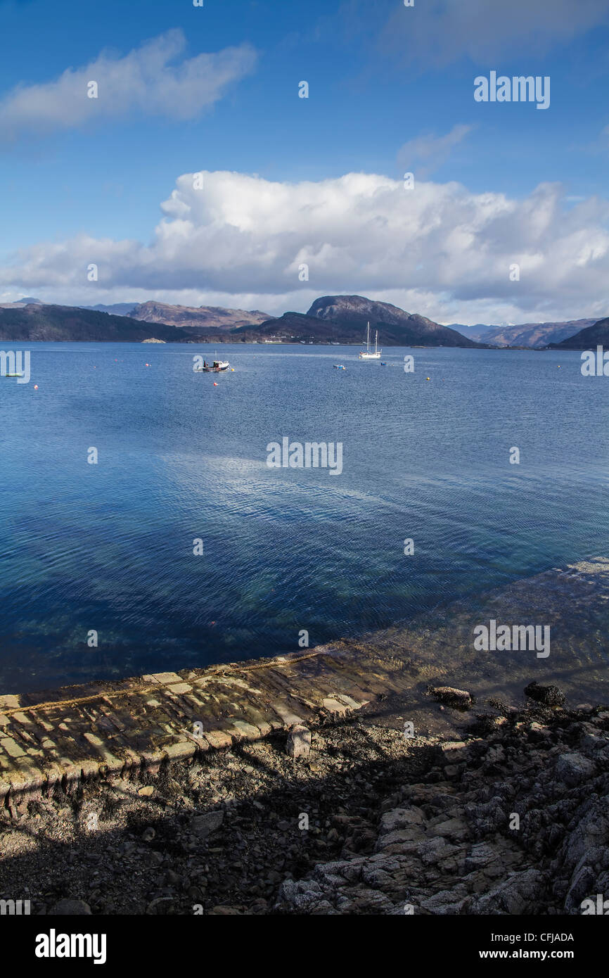 The old jetty at Plockton bay Loch Carron Scottish Highlands Scotland ...