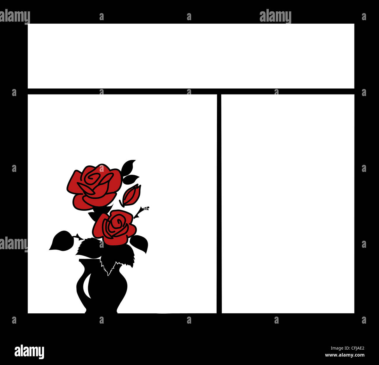 vector silhouette of the flower on window Stock Photo - Alamy