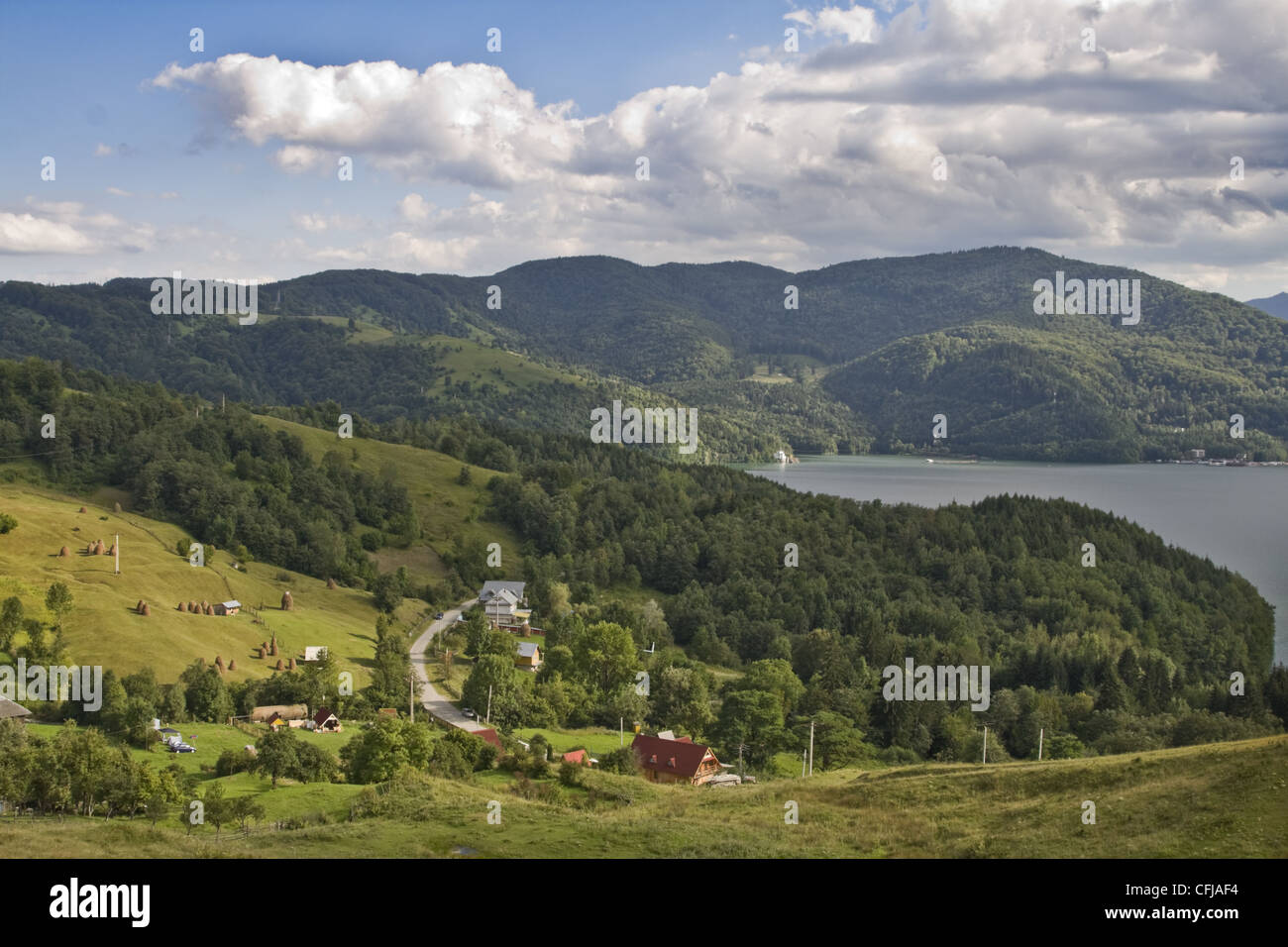 Mountain village near the lake.Location-Bicaz lake,Romania Stock Photo ...