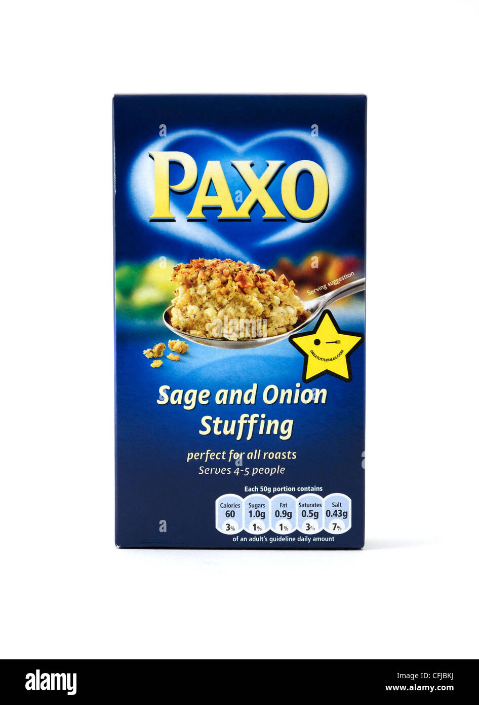 A carton of Paxo stuffing on a white background Stock Photo - Alamy