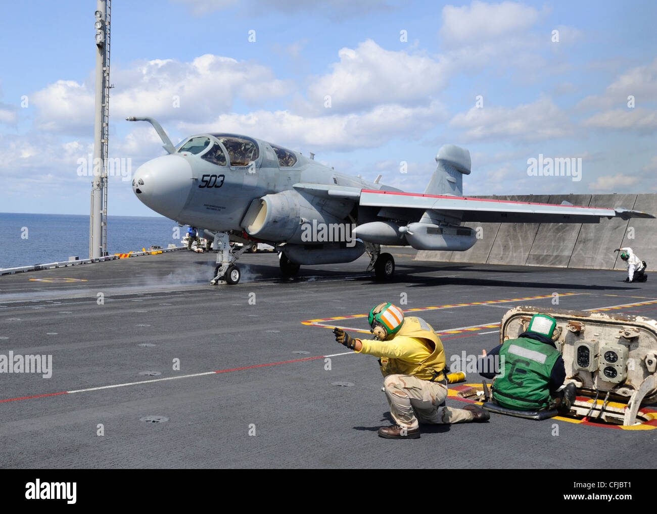 Sailors launch an EA-6B Prowler assigned to the Rooks of Electronic ...