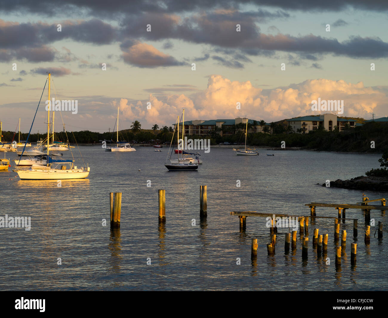 Sunset over Smith Bay, from a ferry heading to St. John's, US Virgin ...