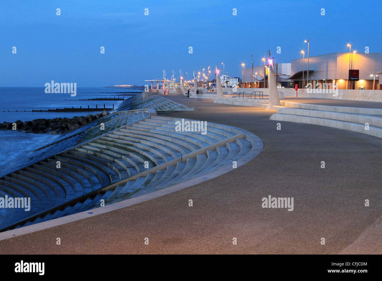 The swirling sea front: Cleveleys Promenade at Dusk Stock Photo - Alamy