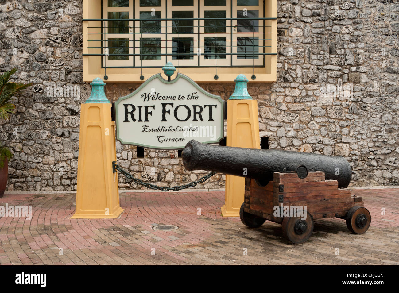 Rif Fort welcome sign, Willemstad, Curacao Stock Photo - Alamy
