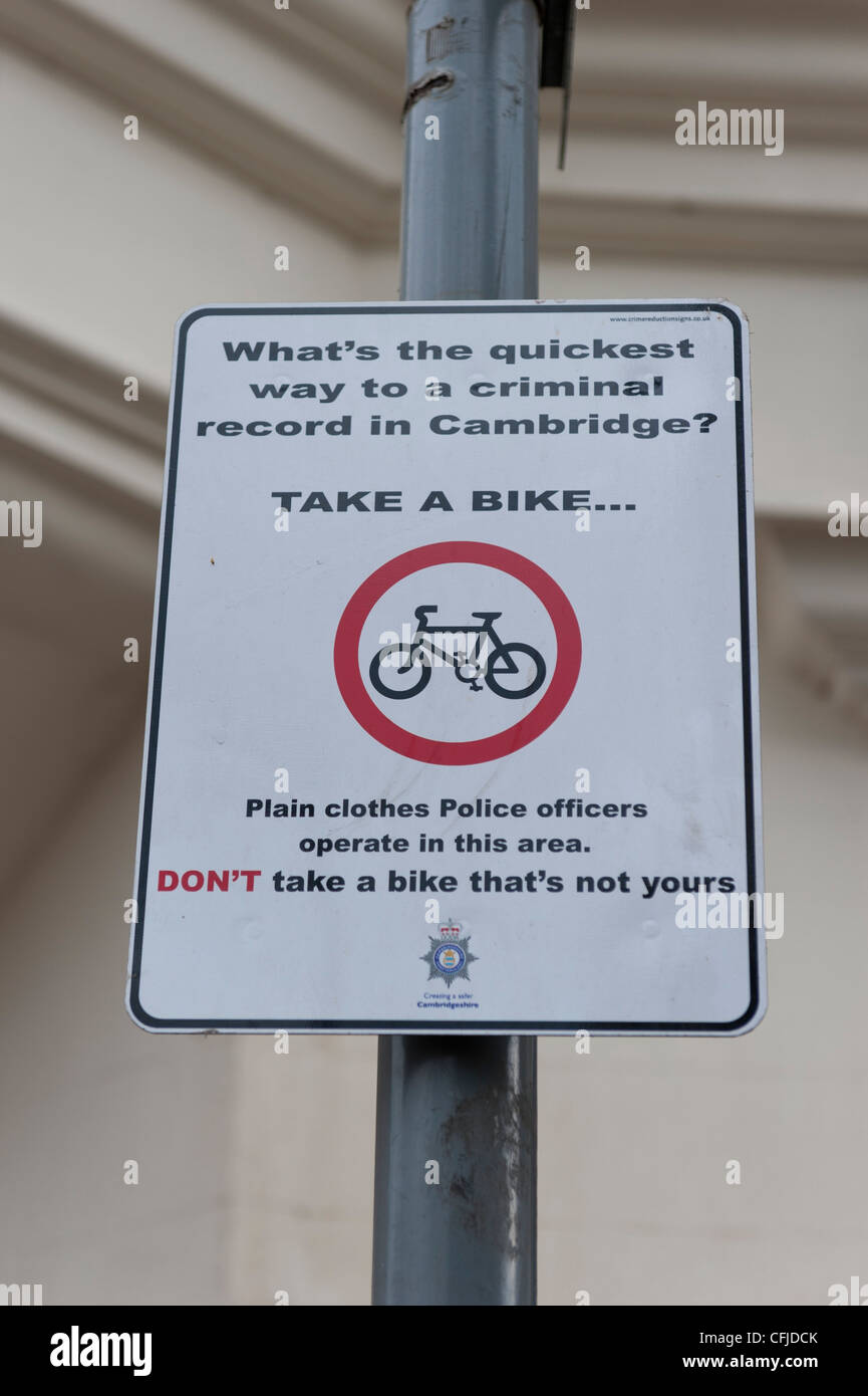 Sign police bike warning hi-res stock photography and images - Alamy