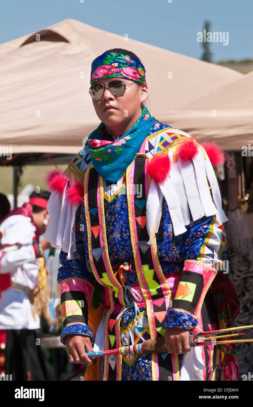 Young Blackfoot man in traditional regalia, Siksika Nation Pow-wow ...