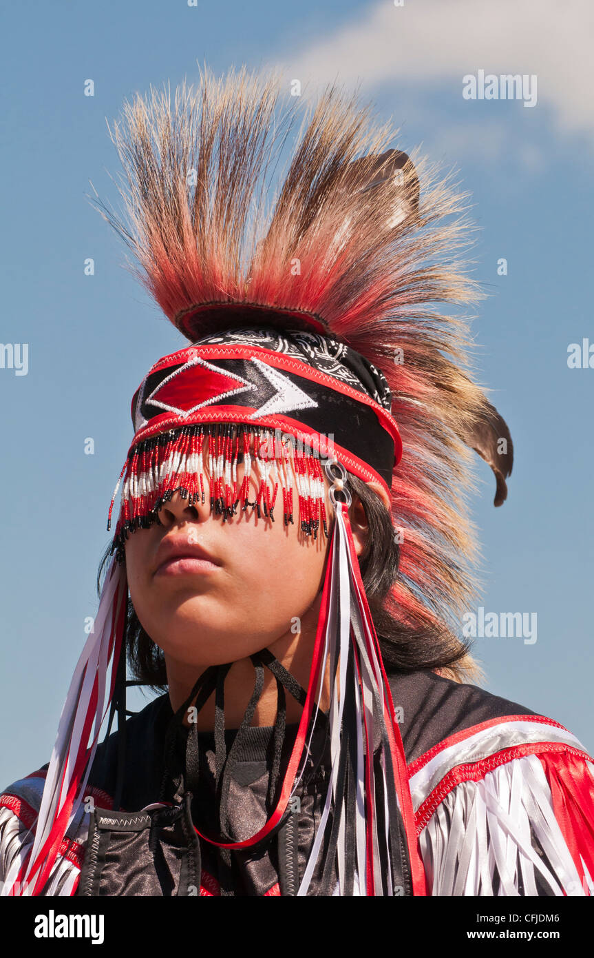 Young Blackfoot boy in traditional regalia, Siksika Nation Pow-wow ...