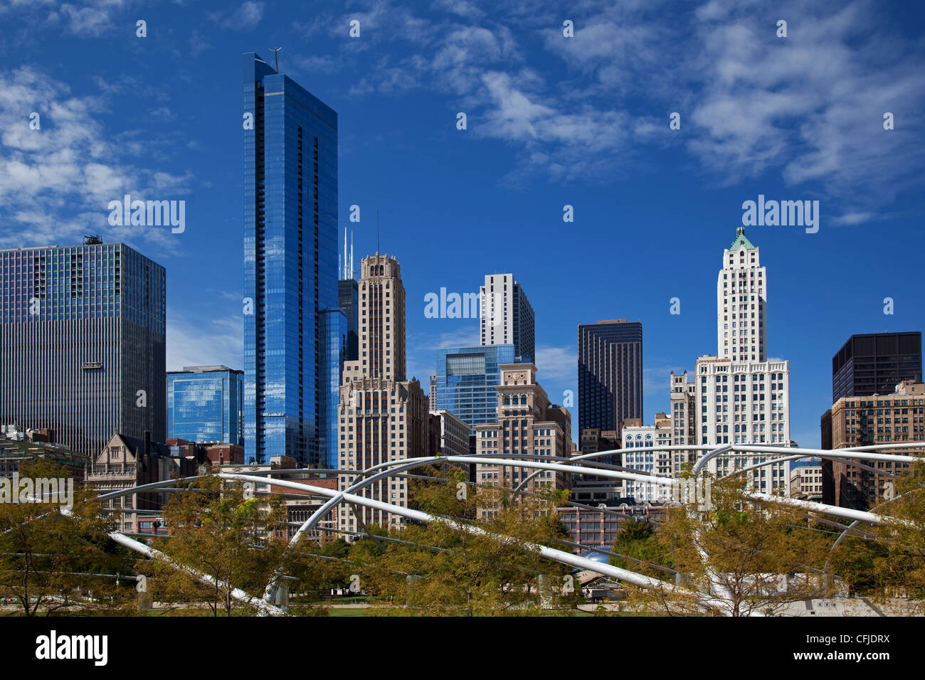 Chicago's skyscrapers viewed from Millennium Park Stock Photo - Alamy