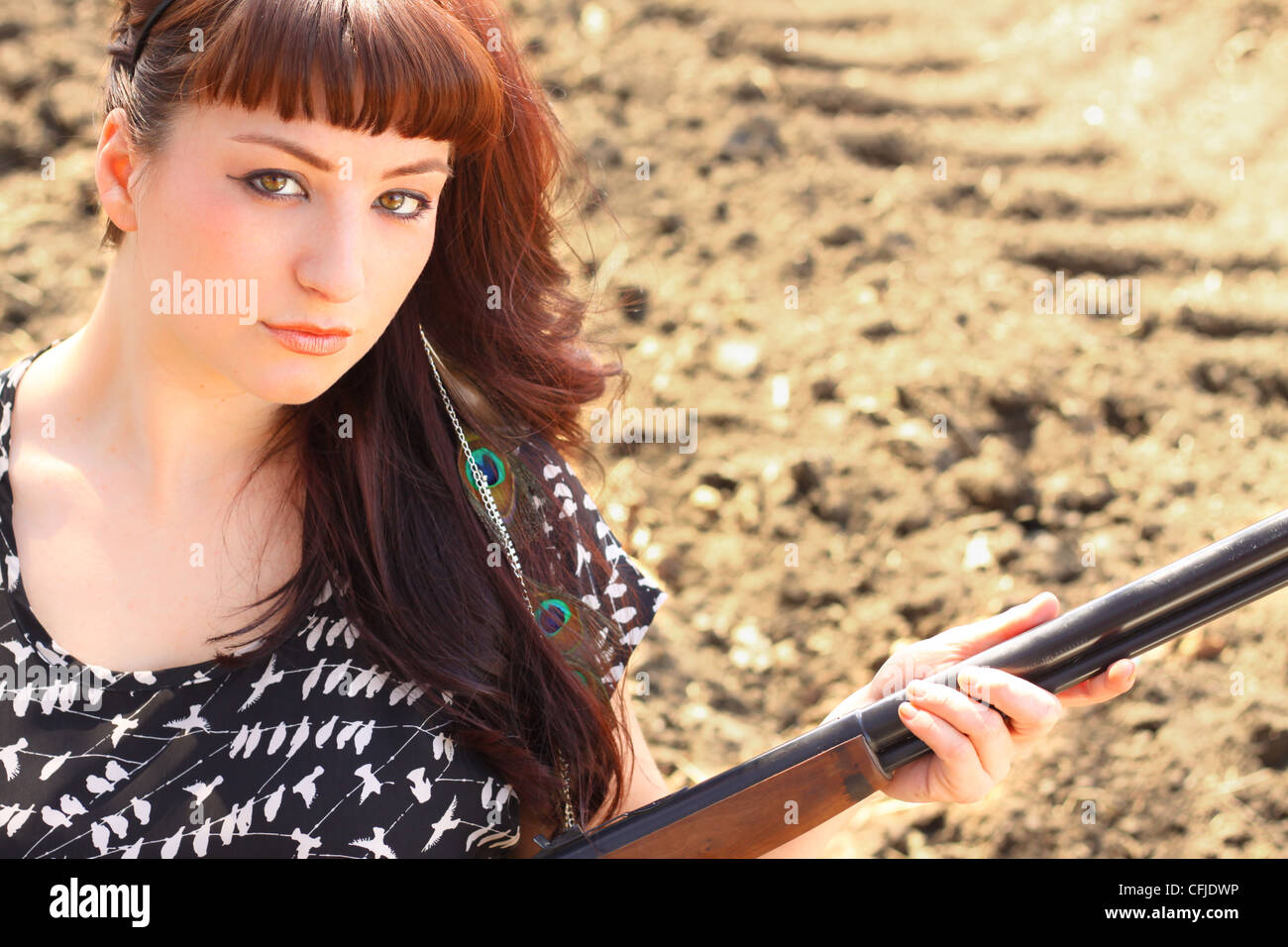 lady with gun Stock Photo - Alamy