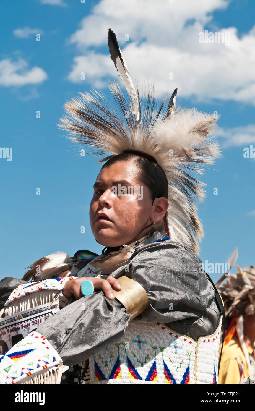 Blackfoot man in traditional regalia, Siksika Nation Pow-wow, Gleichen ...