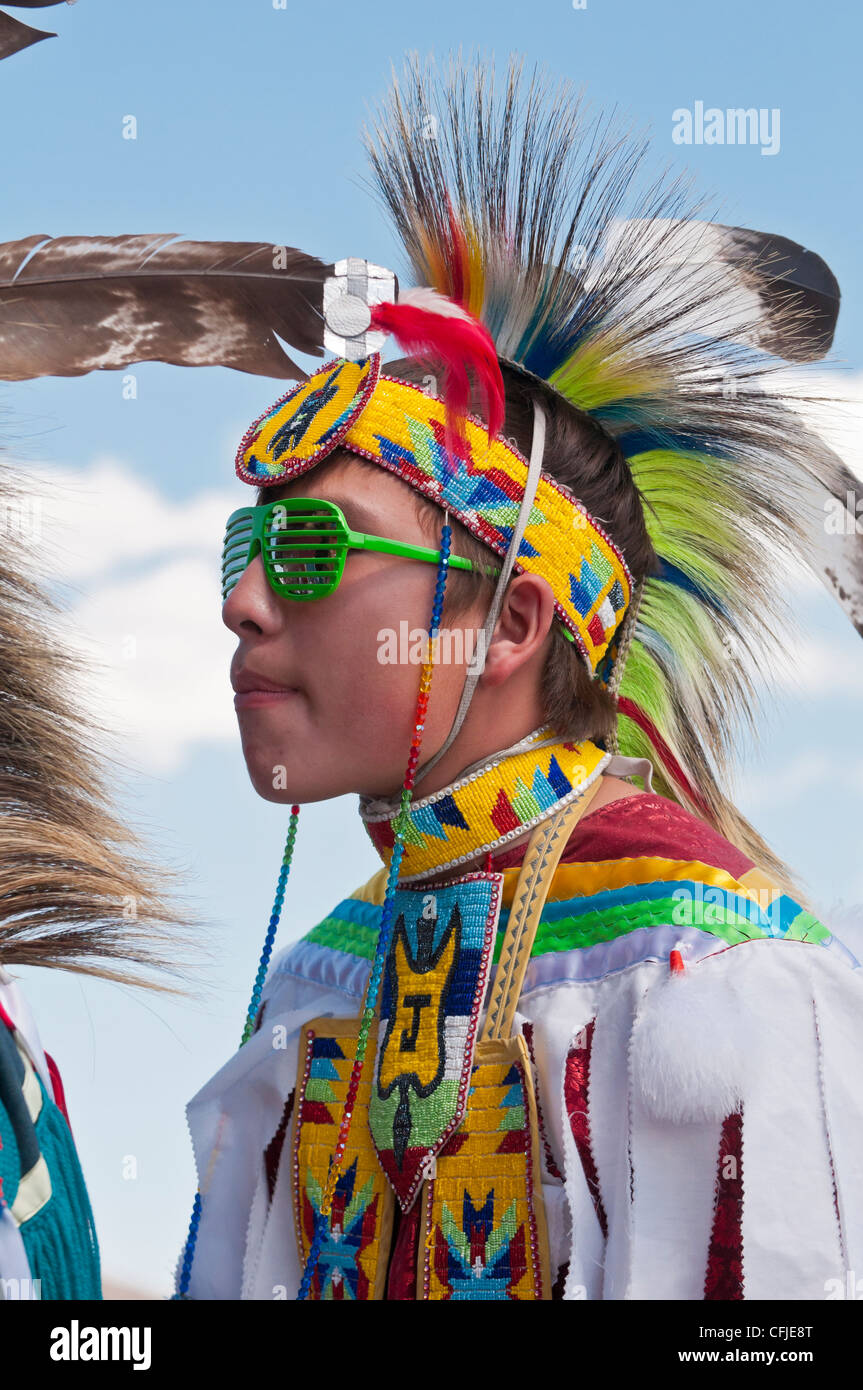 Young Blackfoot boy in traditional regalia, Siksika Nation Pow-wow ...