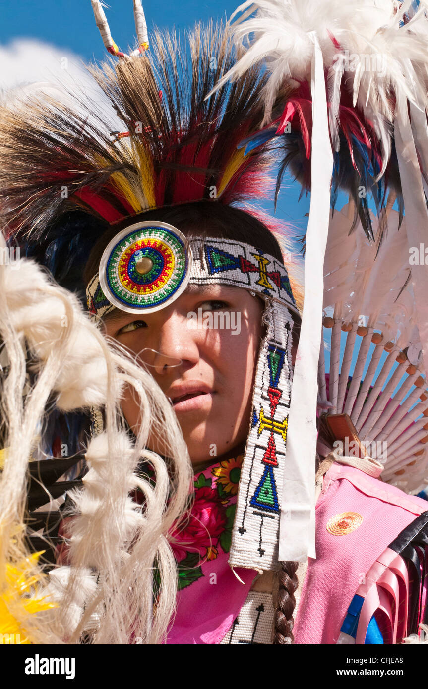 Young Blackfoot man in traditional regalia, Siksika Nation Pow-wow ...