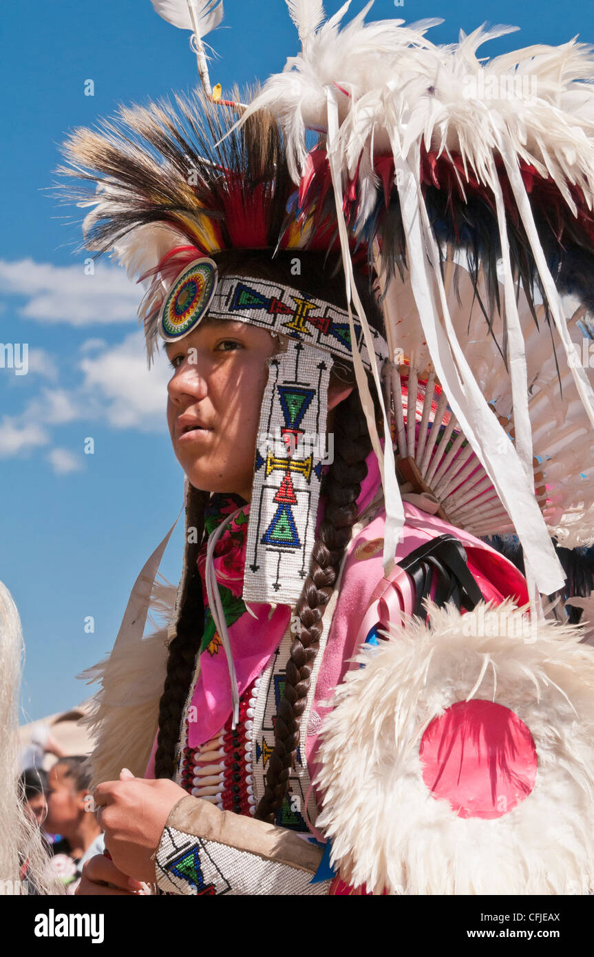 Young Blackfoot man in traditional regalia, Siksika Nation Pow-wow ...