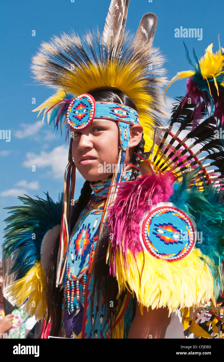 Young Blackfoot man in traditional regalia, Siksika Nation Pow-wow ...