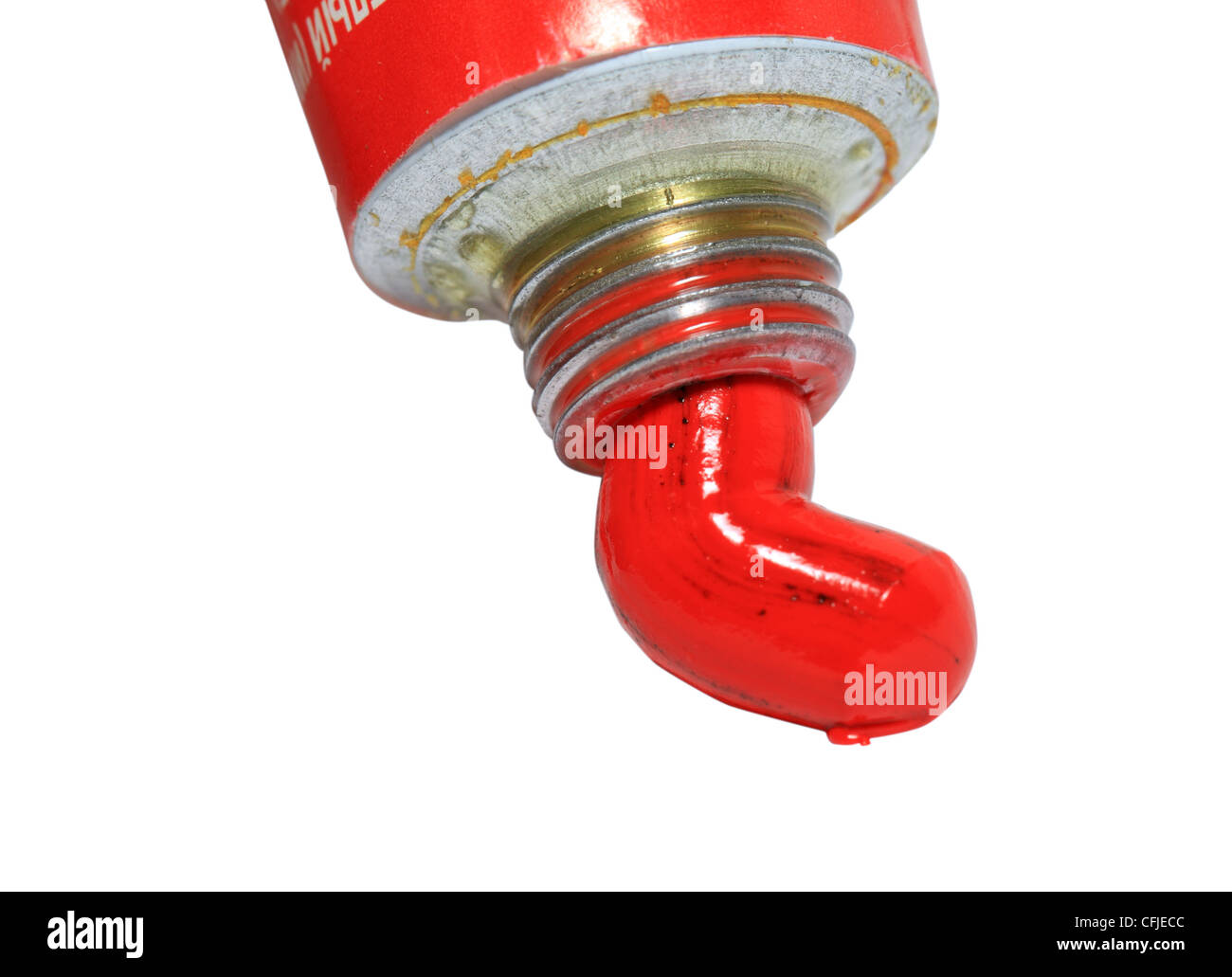 red oil paint on white background Stock Photo - Alamy