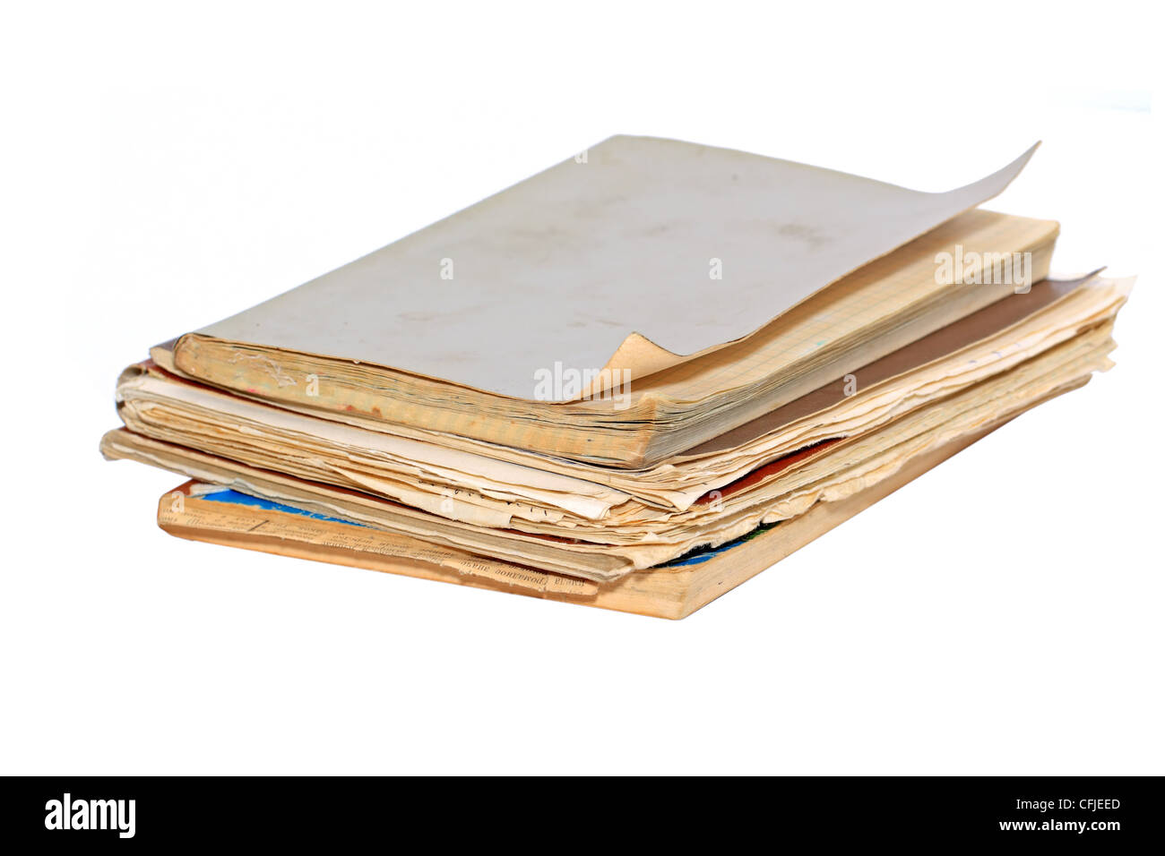 old copy-book on white background Stock Photo - Alamy