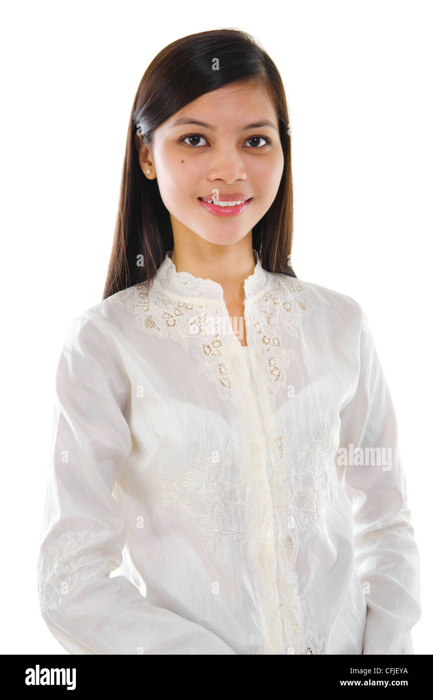 Portrait of a Pan Asian woman on white background Stock Photo - Alamy