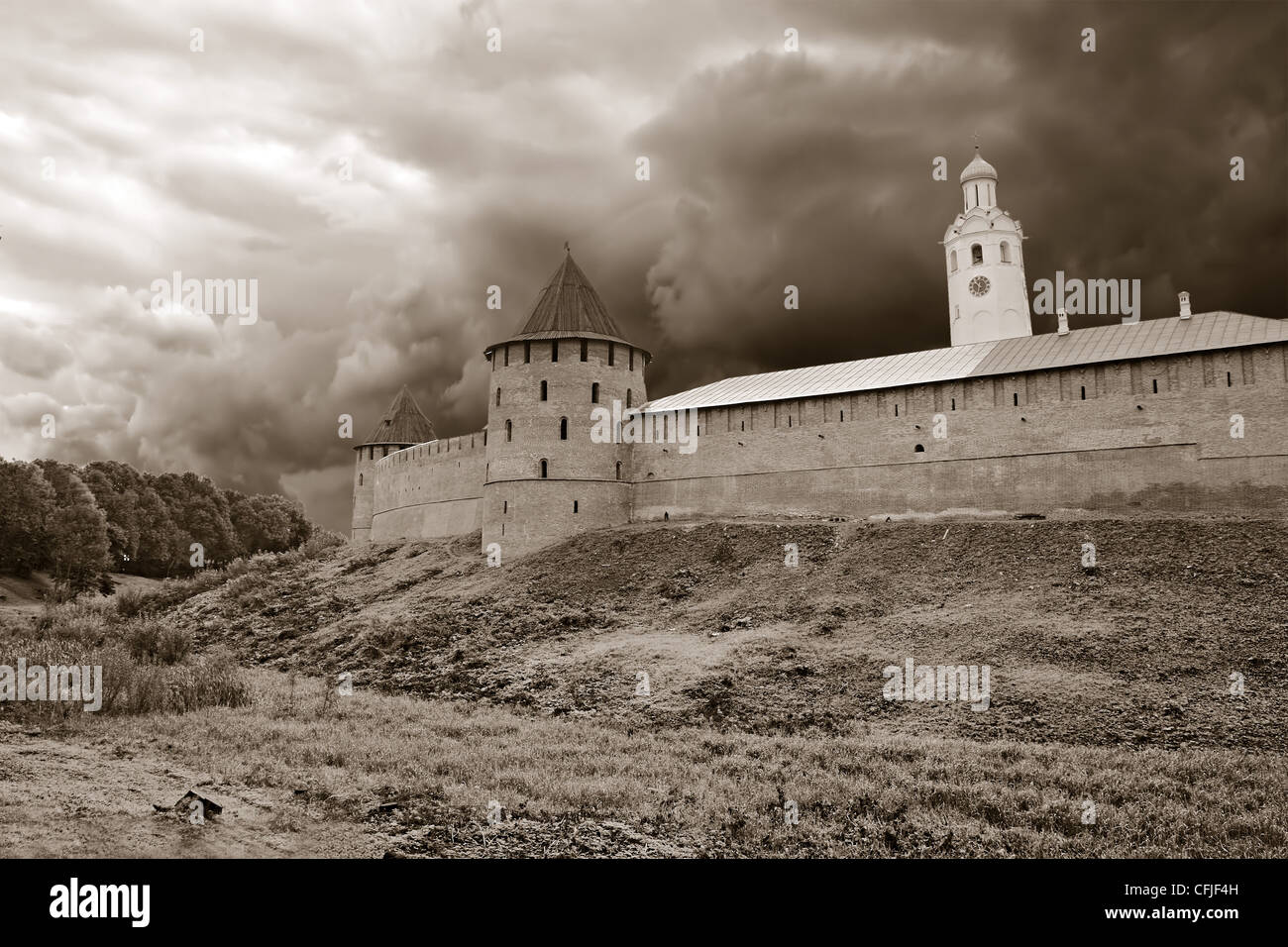 ancient fortress on small hill Stock Photo - Alamy
