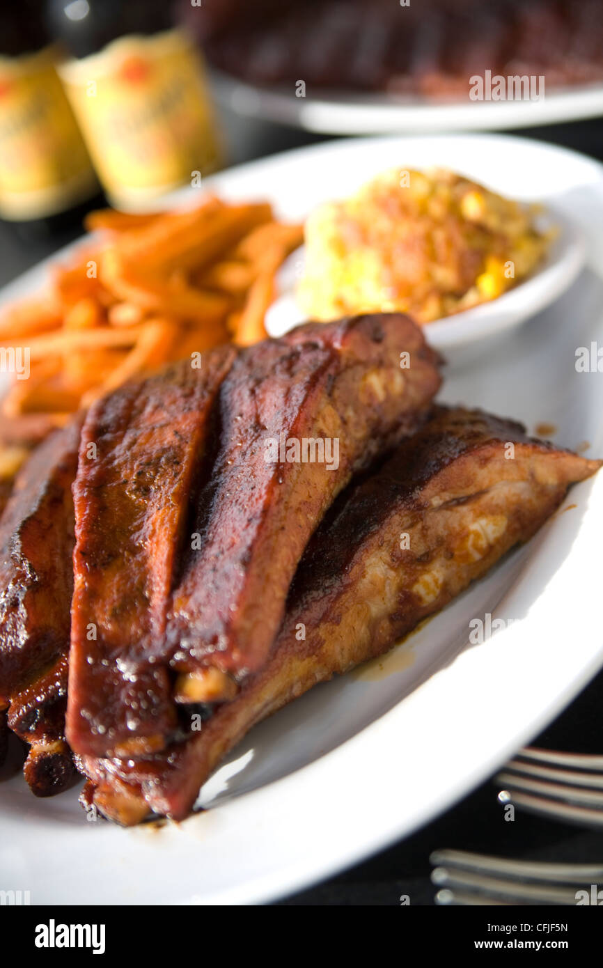 Hickory Smoked Kansas City Style Barbequed Pork Ribs Stock Photo - Alamy