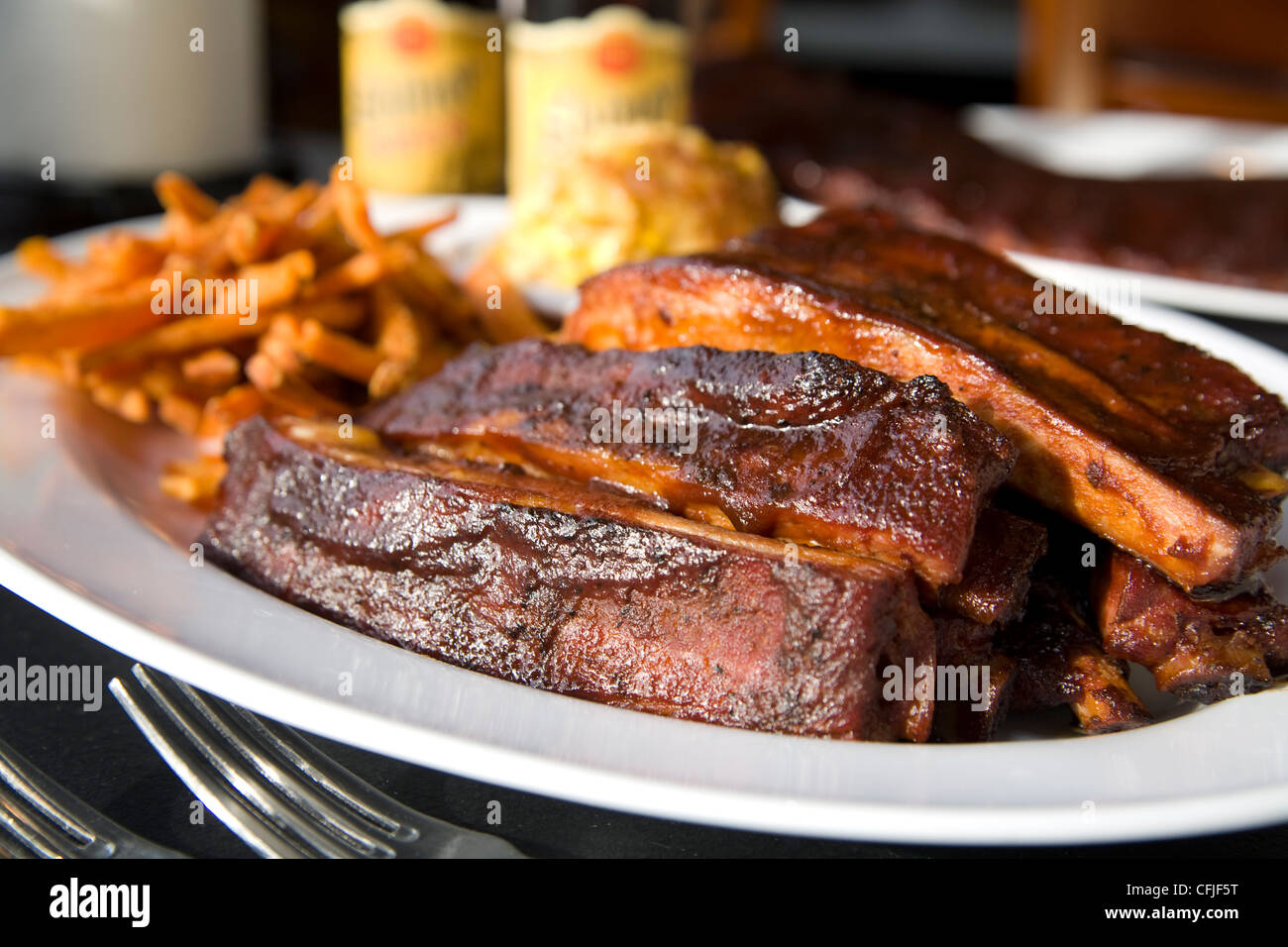 Hickory Smoked Kansas City Style Barbequed Pork Ribs Stock Photo - Alamy