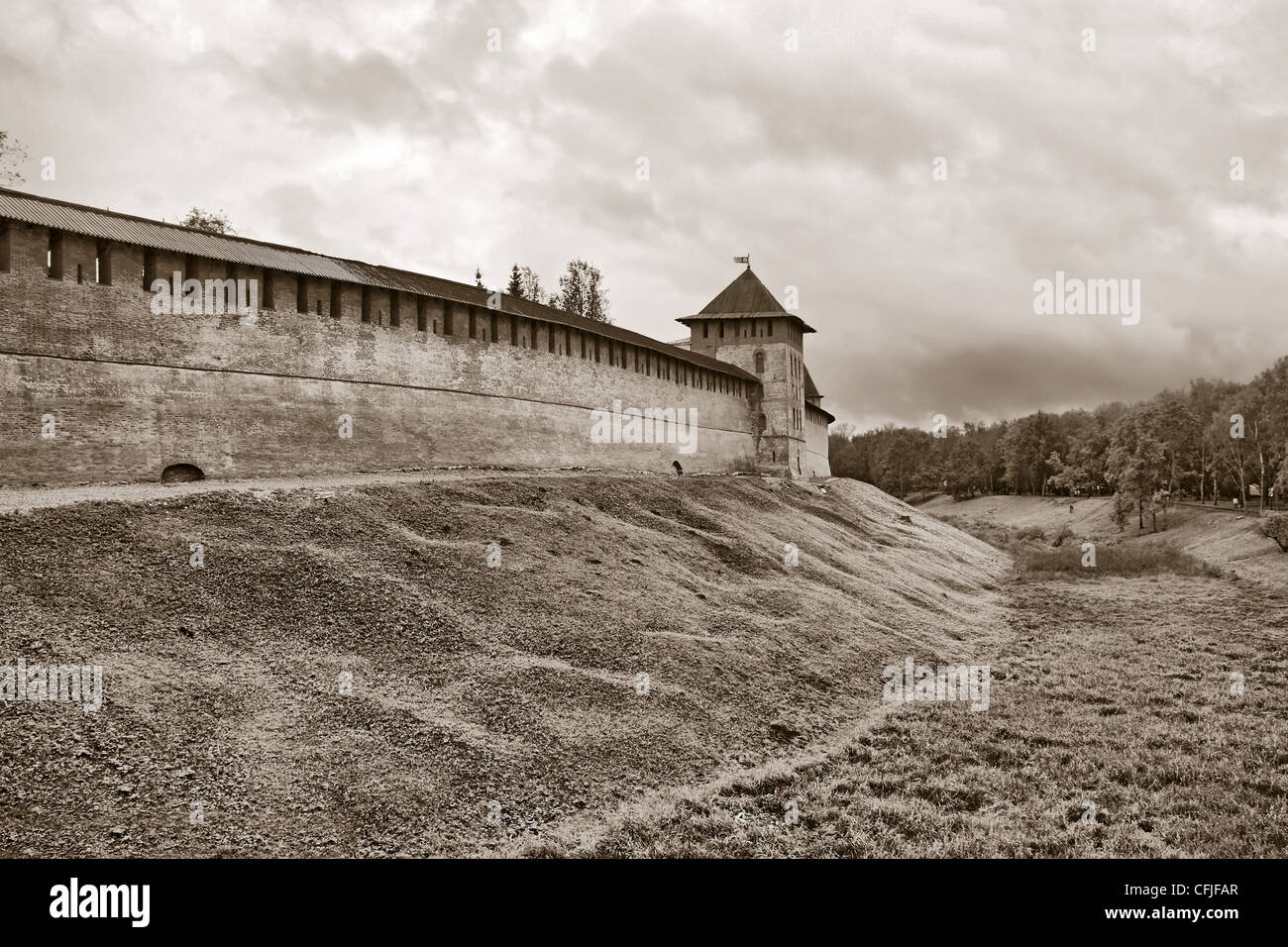 ancient fortress on small hill Stock Photo - Alamy