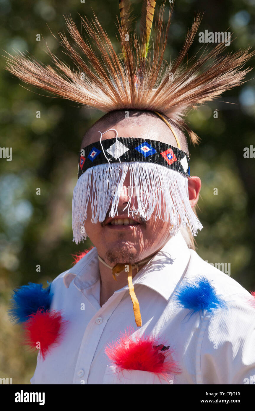 Man in traditional regalia, Stony Nakoda First Nations, Bar U Ranch ...