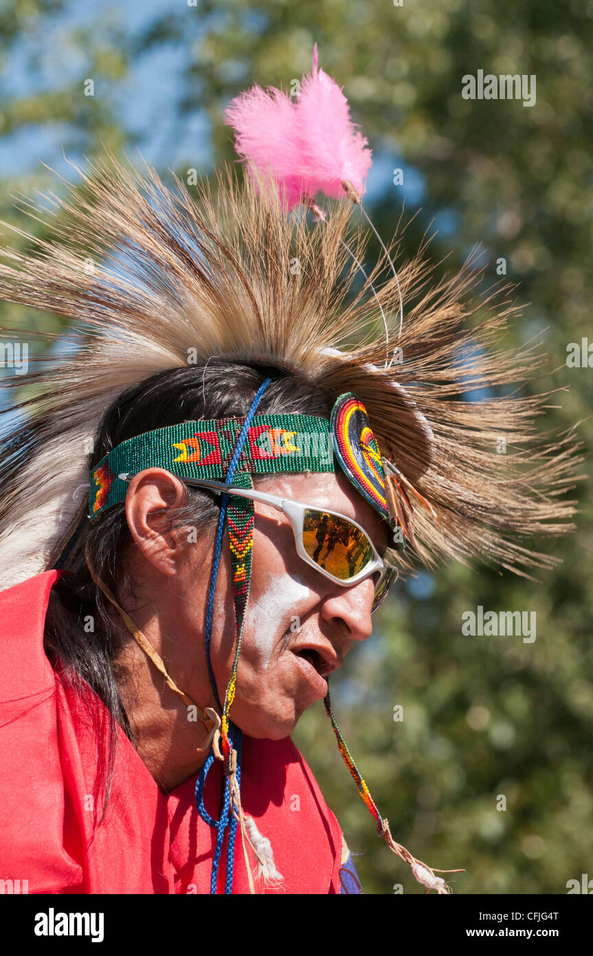 Elder in traditional regalia, Stony Nakoda First Nations, Bar U Ranch ...
