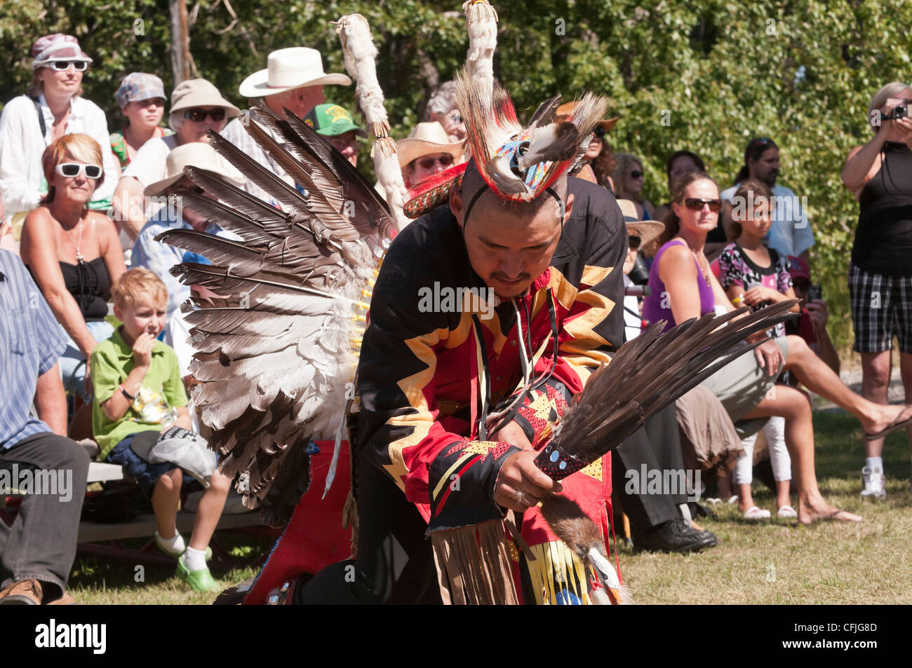 Man in traditional regalia, Stony Nakoda First Nations, Bar U Ranch ...