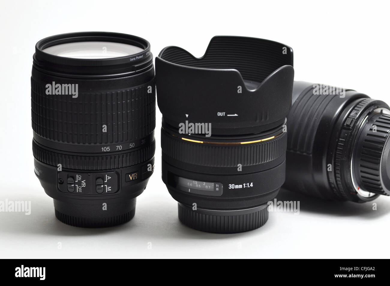 Camera lens on white background Stock Photo - Alamy
