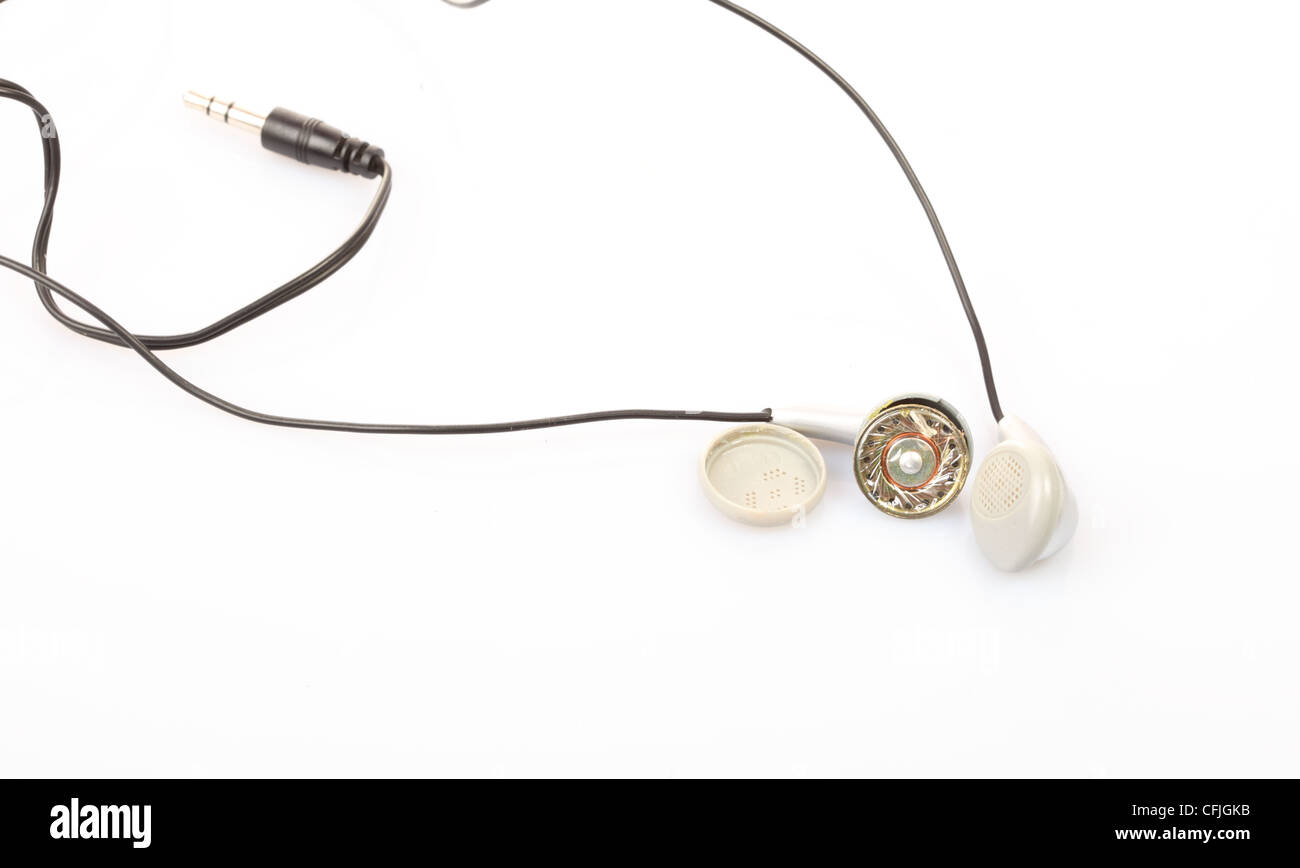 headphones, break on white background Stock Photo - Alamy