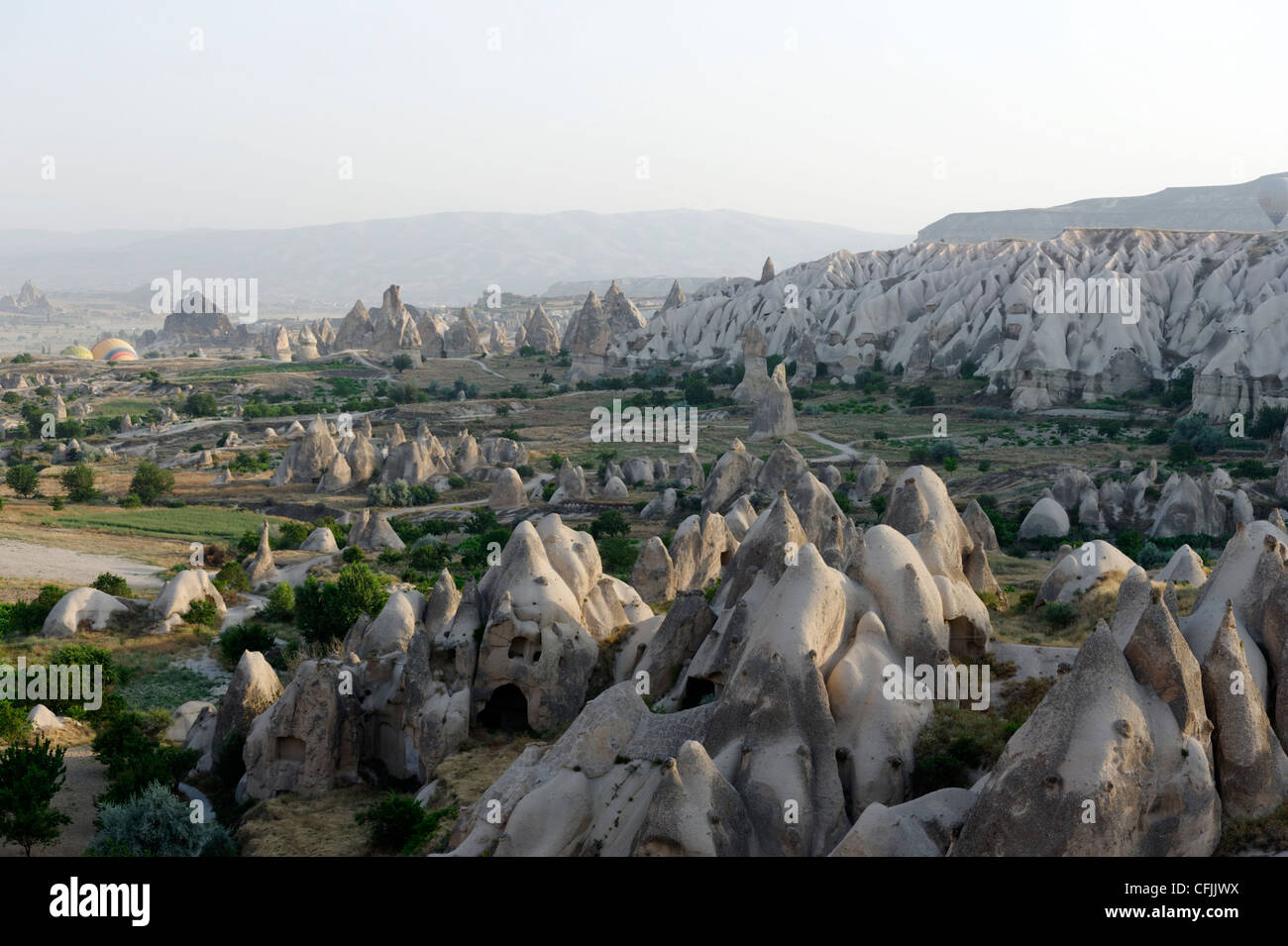 Cappadocia. Turkey. Aerial view from hot air balloon of the spectacular ...