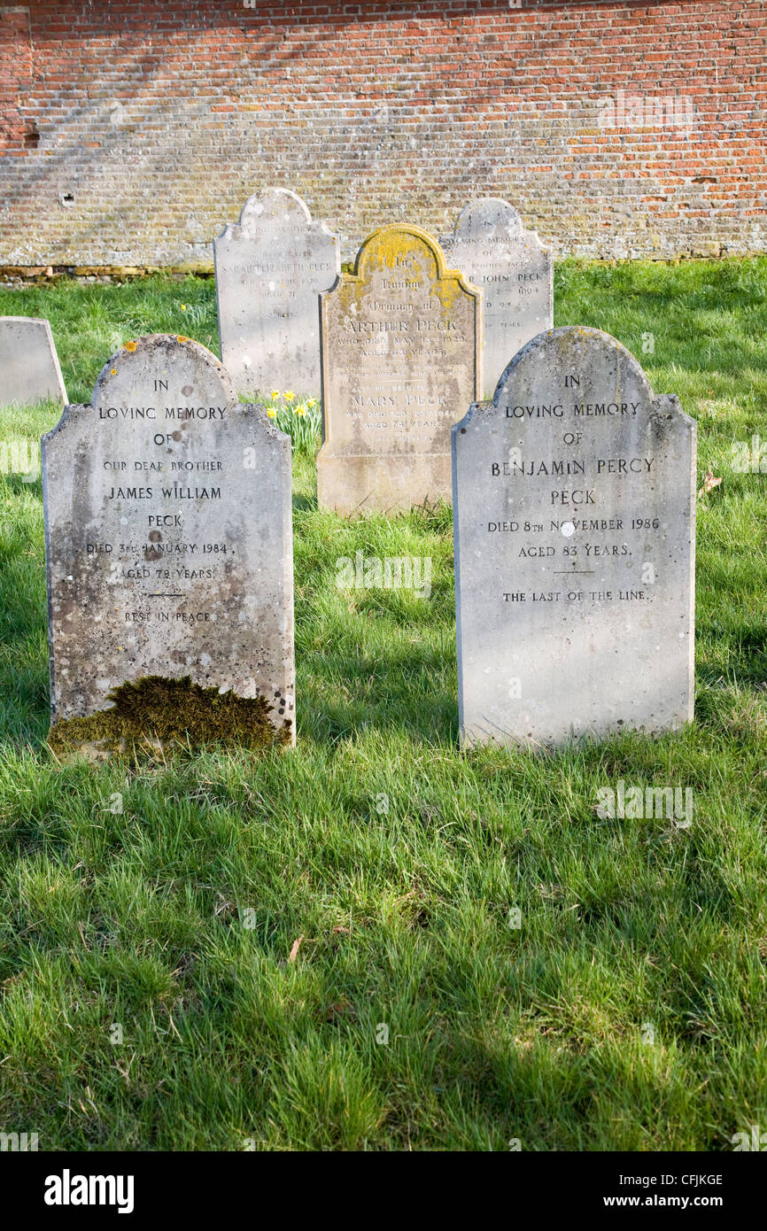 Family graves grouped together with one saying the 'last of the line ...