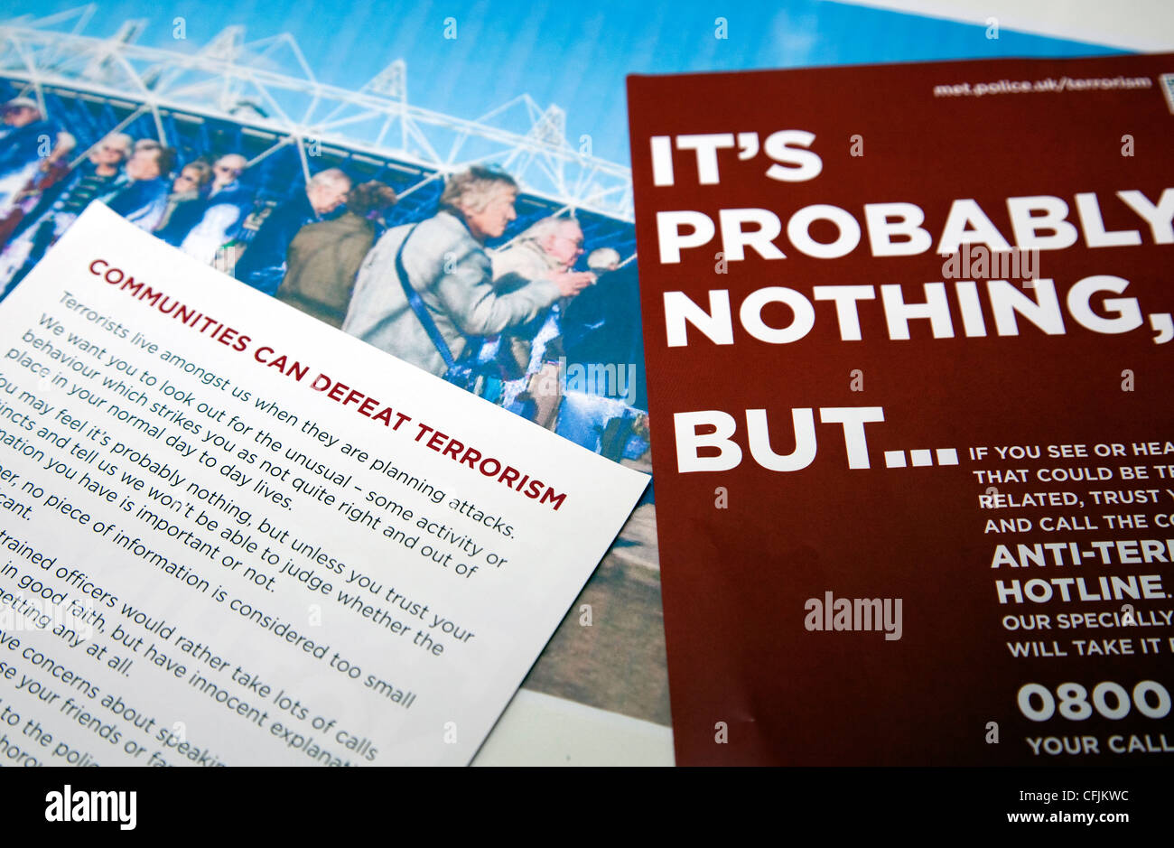 Metropolitan Police anti-terrorism hotline leaflets, London Stock Photo ...