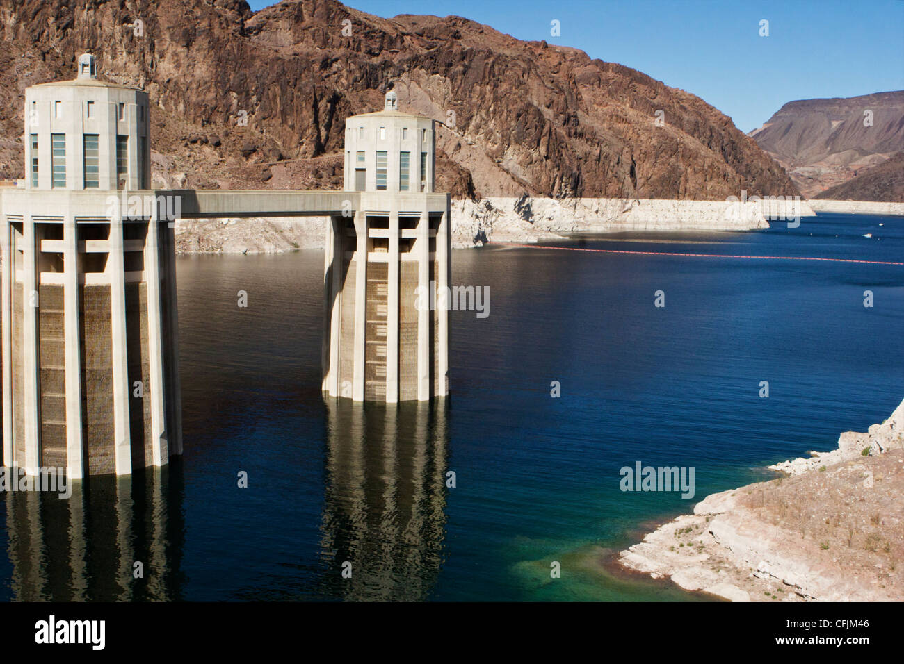 Hoover Dam Inlet Towers Stock Photo - Alamy