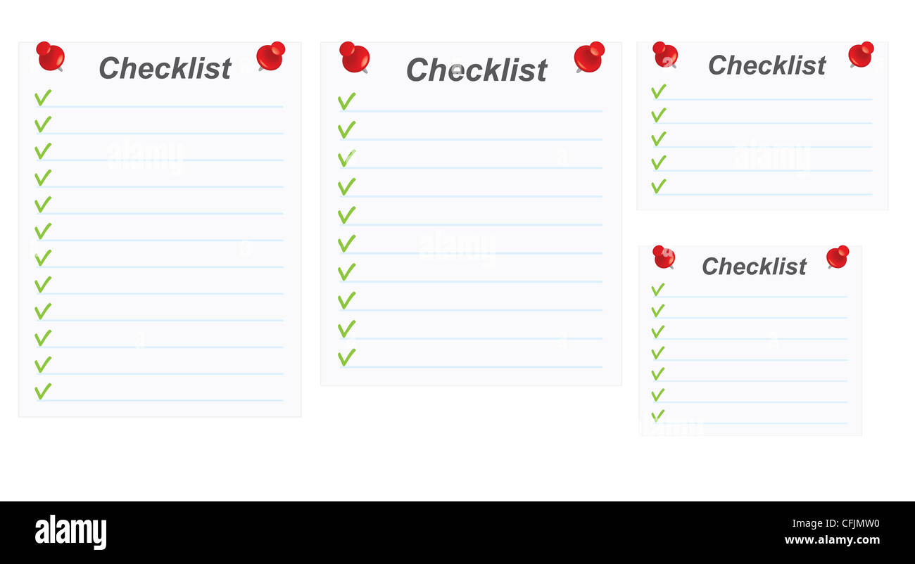 set of blank checklists illustration Stock Photo - Alamy