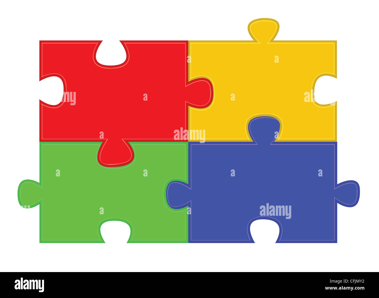 four color jigsaw puzzle parts illustration Stock Photo - Alamy