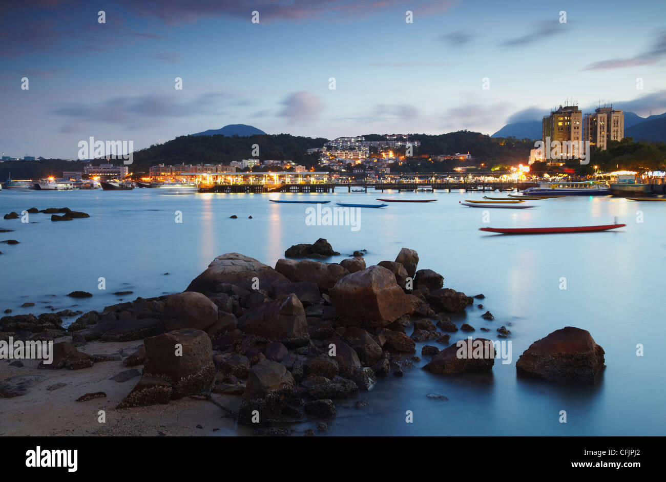 Sai Kung harbour at dusk, New Territories, Hong Kong, China, Asia Stock Photo - Alamy