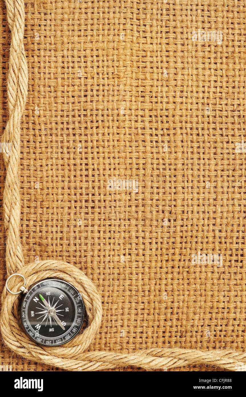 frame of compass ropes on sack Stock Photo - Alamy